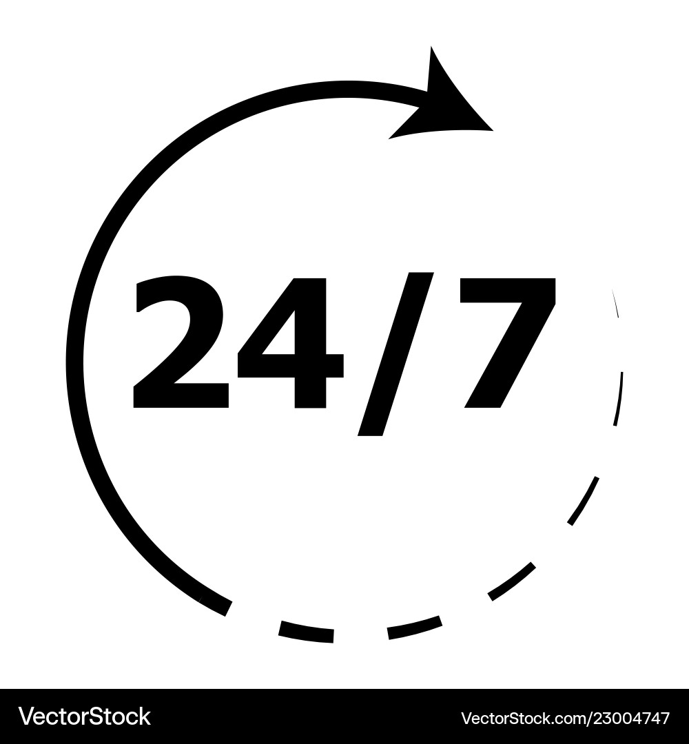 Around the clock 24h rotation arrow icon Vector Image
