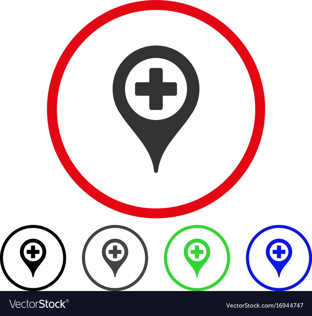 Hospital map pointer rounded icon Royalty Free Vector Image