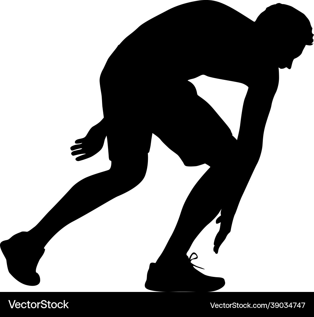Silhouette people in different poses bent over Vector Image