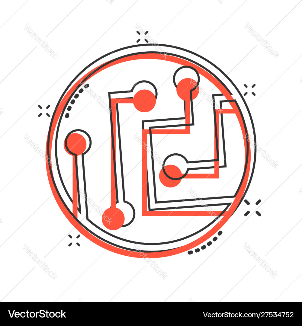 Circuit board icon in comic style technology Vector Image