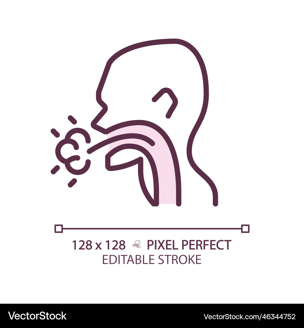 Cough pixel perfect rgb color linear icon Vector Image