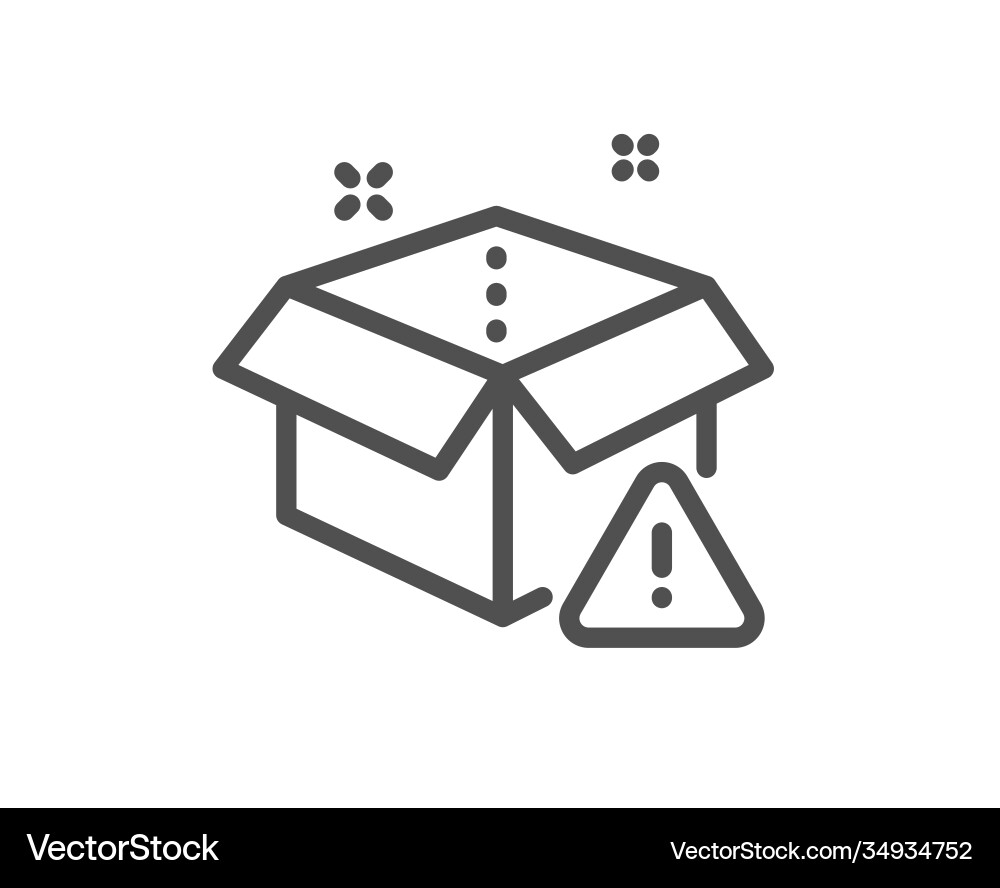 Delivery warning line icon package box alert sign Vector Image