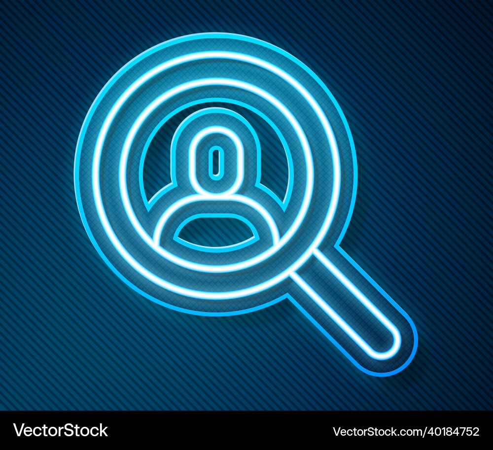 Glowing neon line magnifying glass for search Vector Image