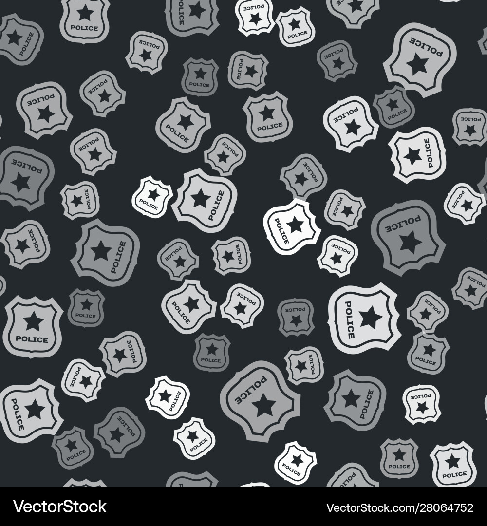 Grey police badge icon isolated seamless pattern Vector Image