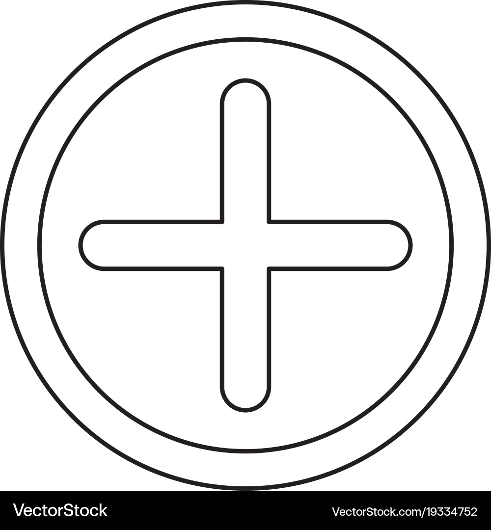 Plus icon in circle in monochrome silhouette Vector Image
