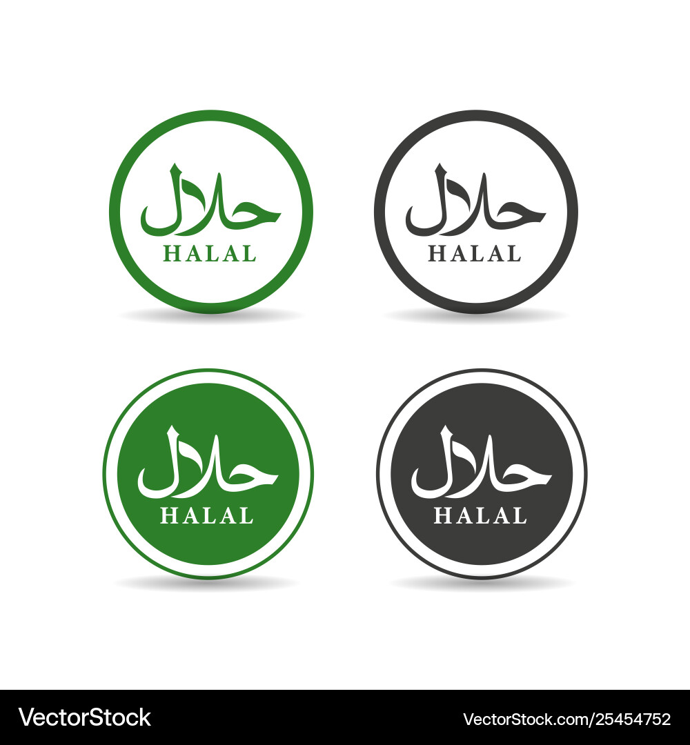 Set halal logo design food emblem Royalty Free Vector Image