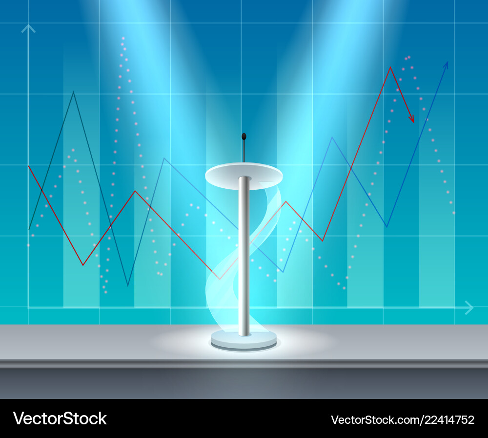 Tribune realistic business conference composition Vector Image