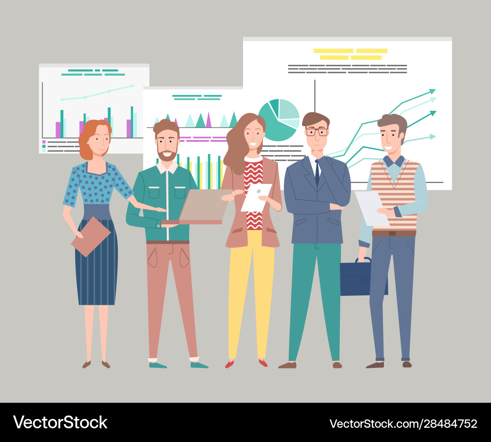 Whiteboard with diagrams and infographics Vector Image