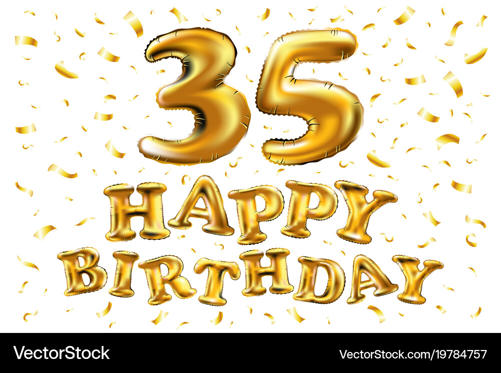 35th birthday celebration with gold balloons Vector Image