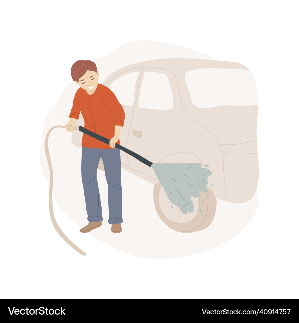 Car washing isolated cartoon Royalty Free Vector Image