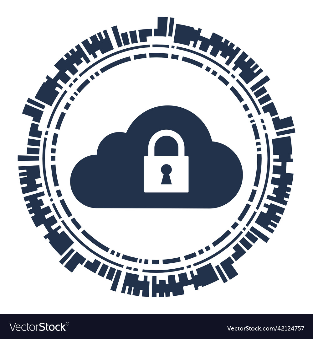 Cloud computing with padlock Royalty Free Vector Image