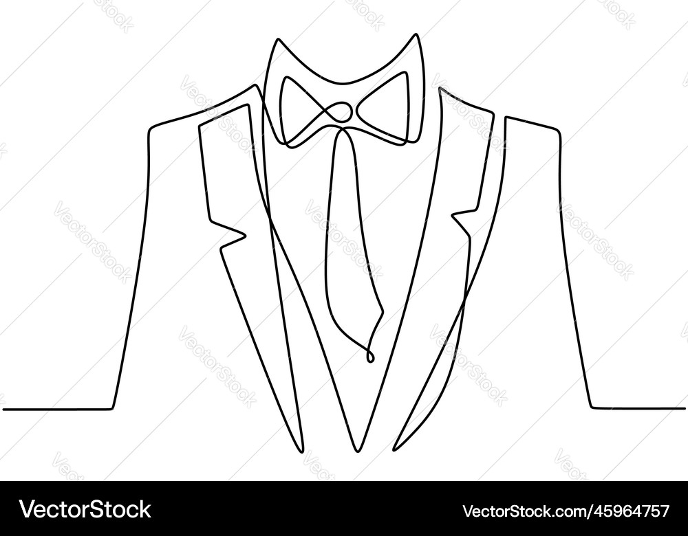 Luxury wedding suit in one continuous line hand Vector Image