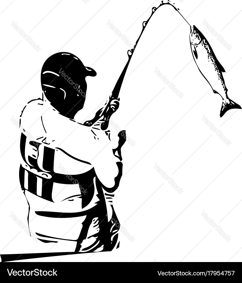 Man fishing from boat Royalty Free Vector Image