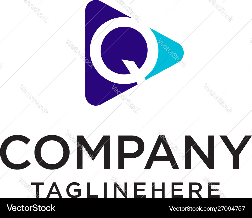 Play media letter q logo design concept template Vector Image
