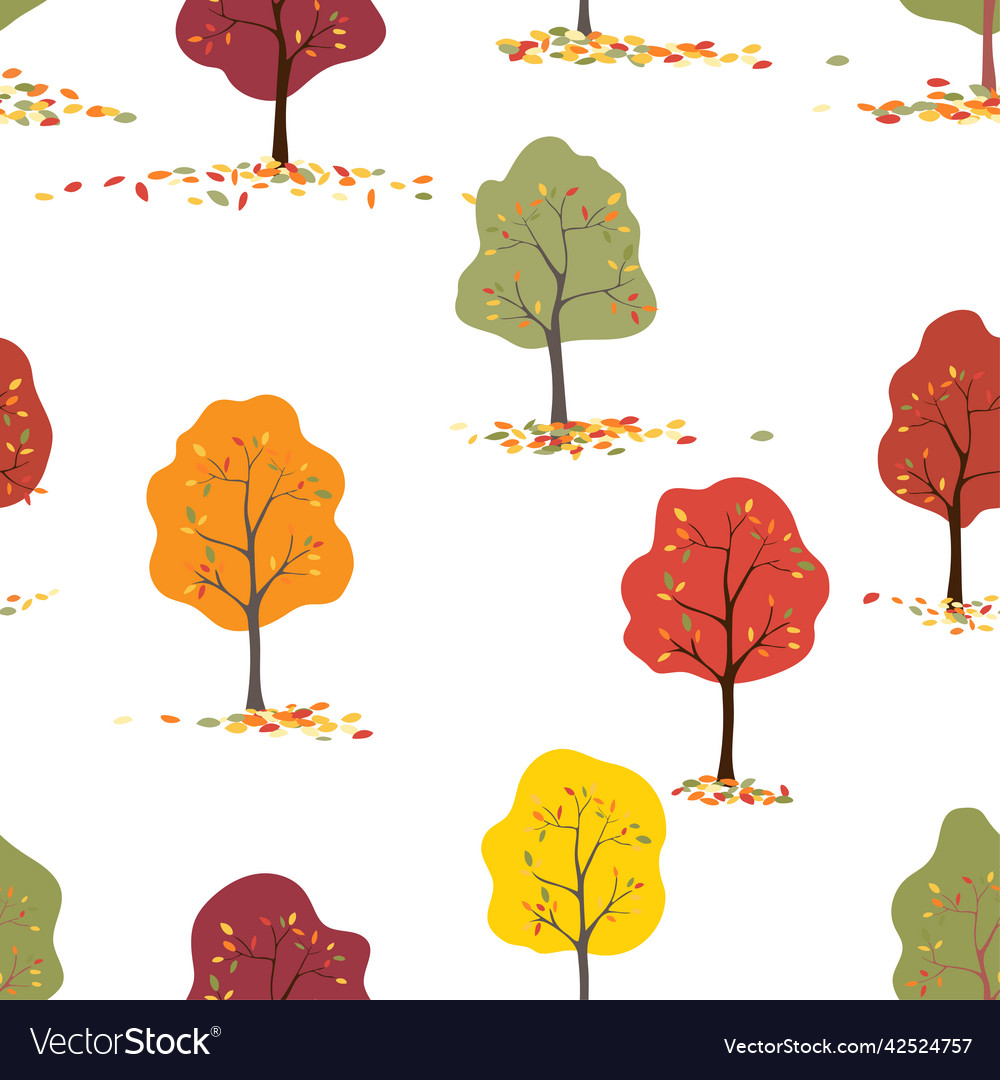 Seamless pattern of autumn trees with leaves Vector Image