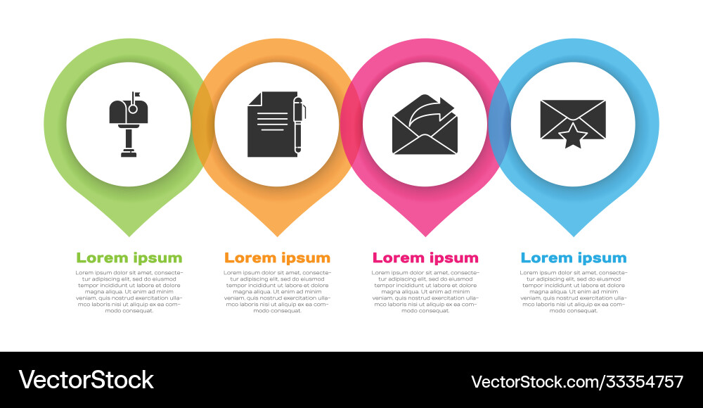 Set mail box document and pen outgoing mail Vector Image