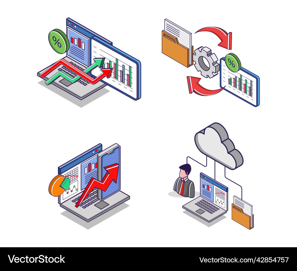 Set of icons for high-tech analysis cloud Vector Image