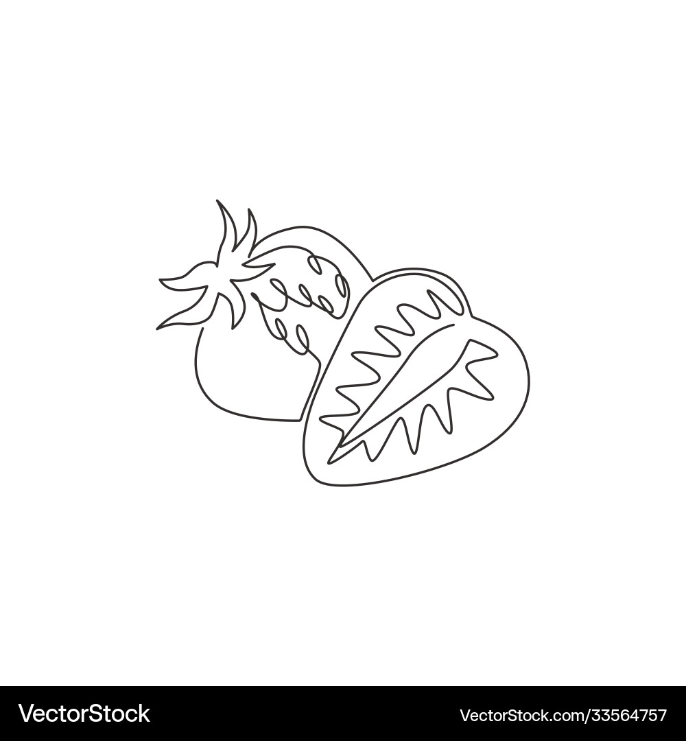 Single one line drawing sliced healthy organic Vector Image