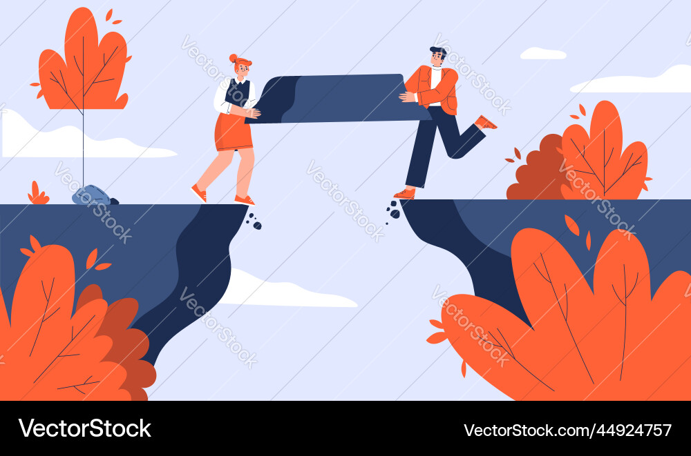 Team building bridge business cooperation concept Vector Image