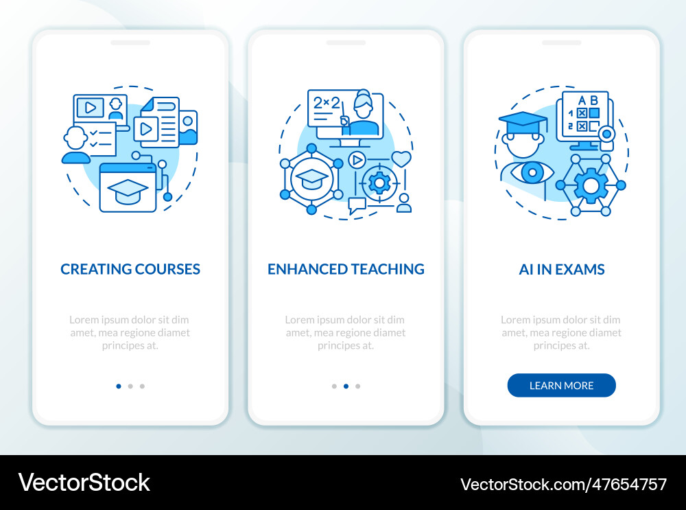 Walkthrough ai in education with linear icons Vector Image