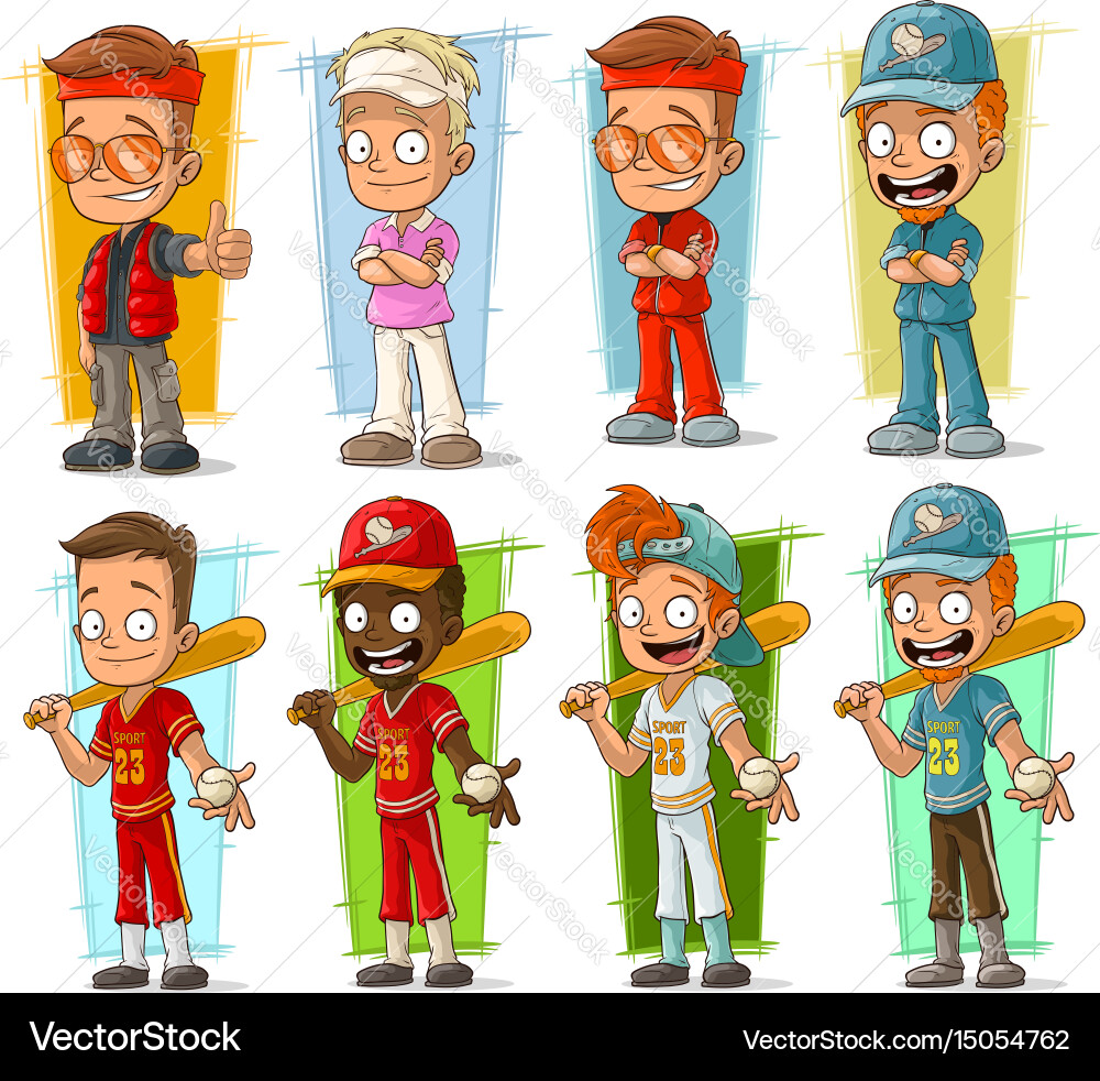 Baseball Players Cartoon Set Royalty Free Vector Image