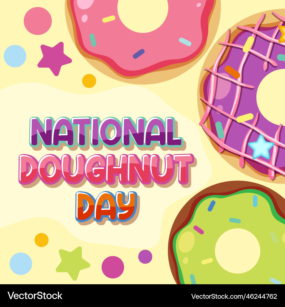 Happy doughnut day in june Royalty Free Vector Image