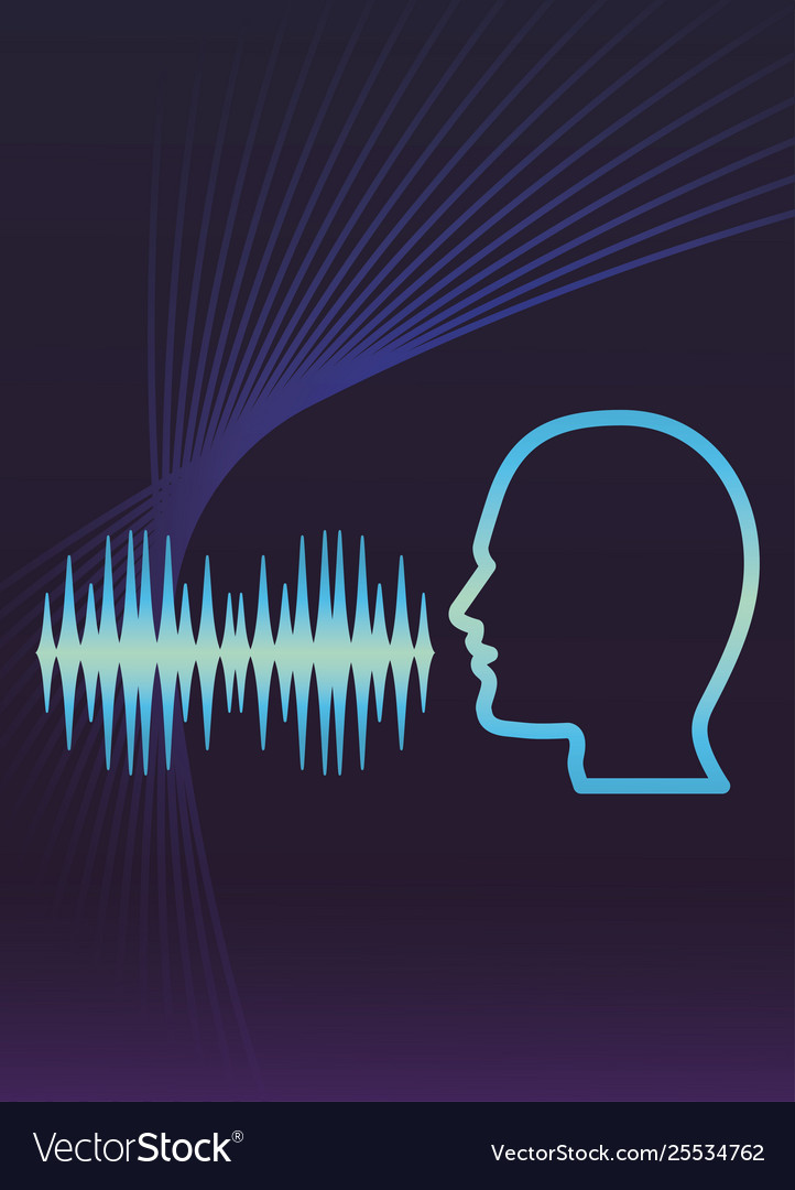 Human head silhouette with sound signal Royalty Free Vector