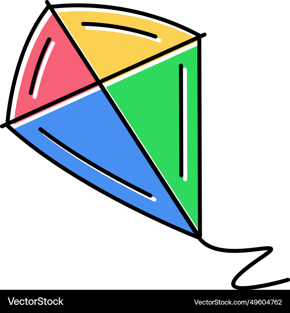 Kite kid leisure color icon Royalty Free Vector Image