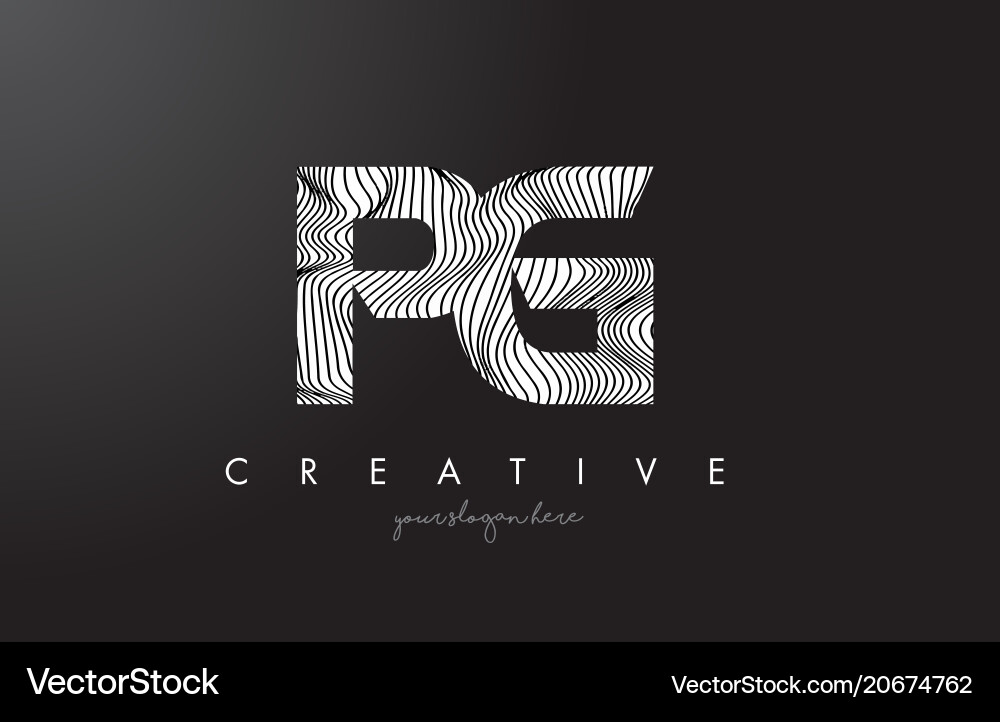Pg p g letter logo with zebra lines texture Vector Image