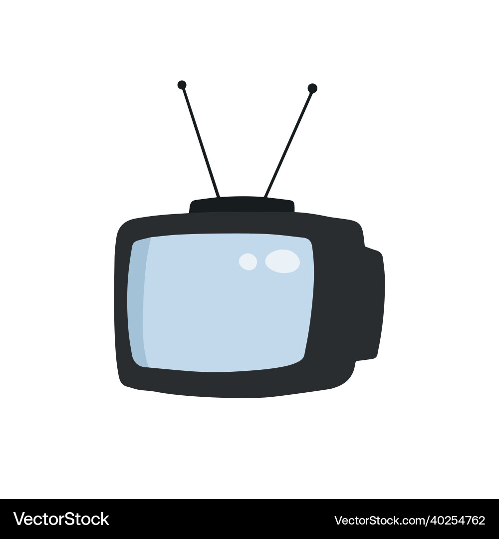 Retro tv with antenna television screen Royalty Free Vector