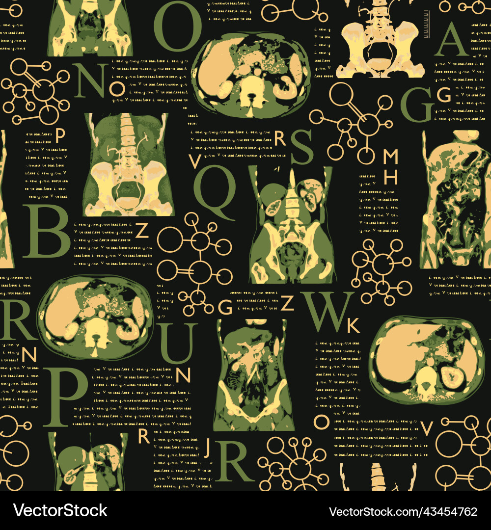 Seamless pattern x-ray of human abdomen Royalty Free Vector