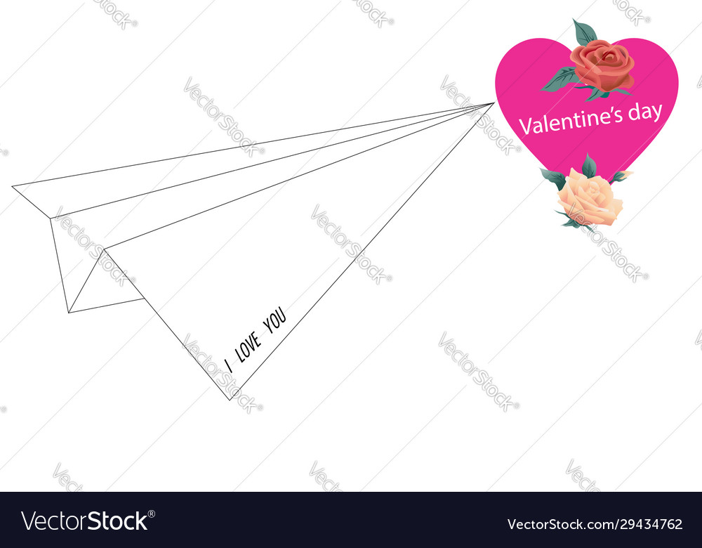 Valentines day rocket pictures and pink hearts Vector Image