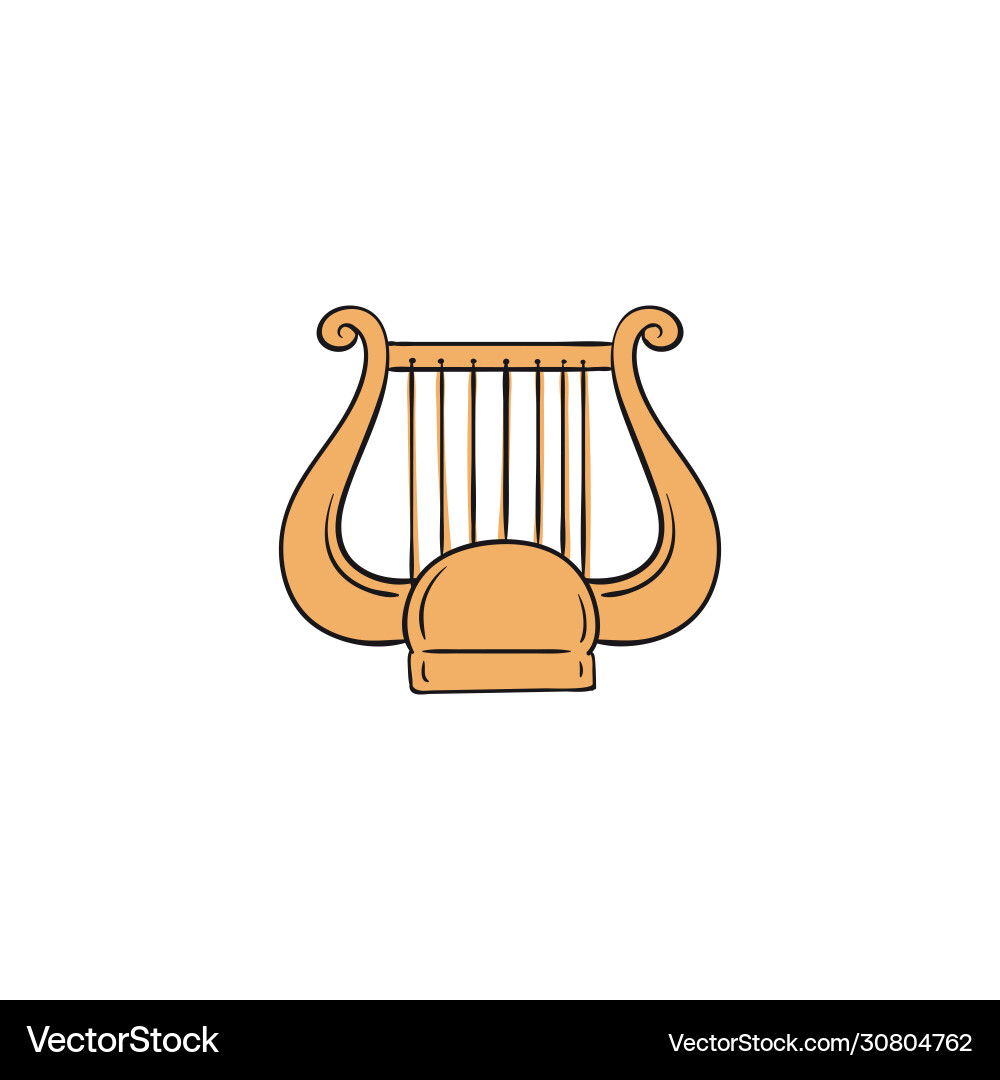 Yellow lyre icon - harp like string music Vector Image