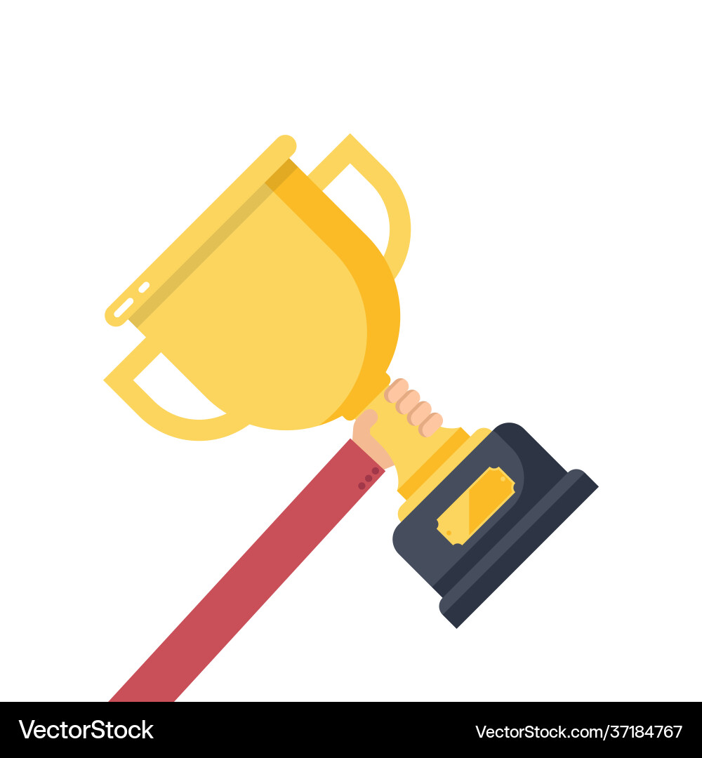 Businessman hand holding winner trophy Royalty Free Vector
