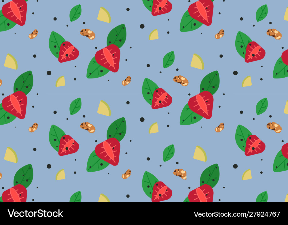 Colorful food pattern seamless vegan Royalty Free Vector