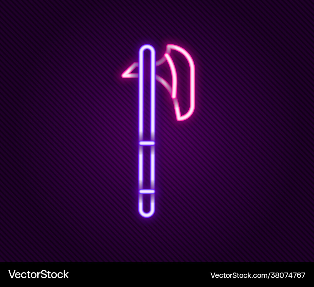 Glowing neon line medieval axe icon isolated Vector Image