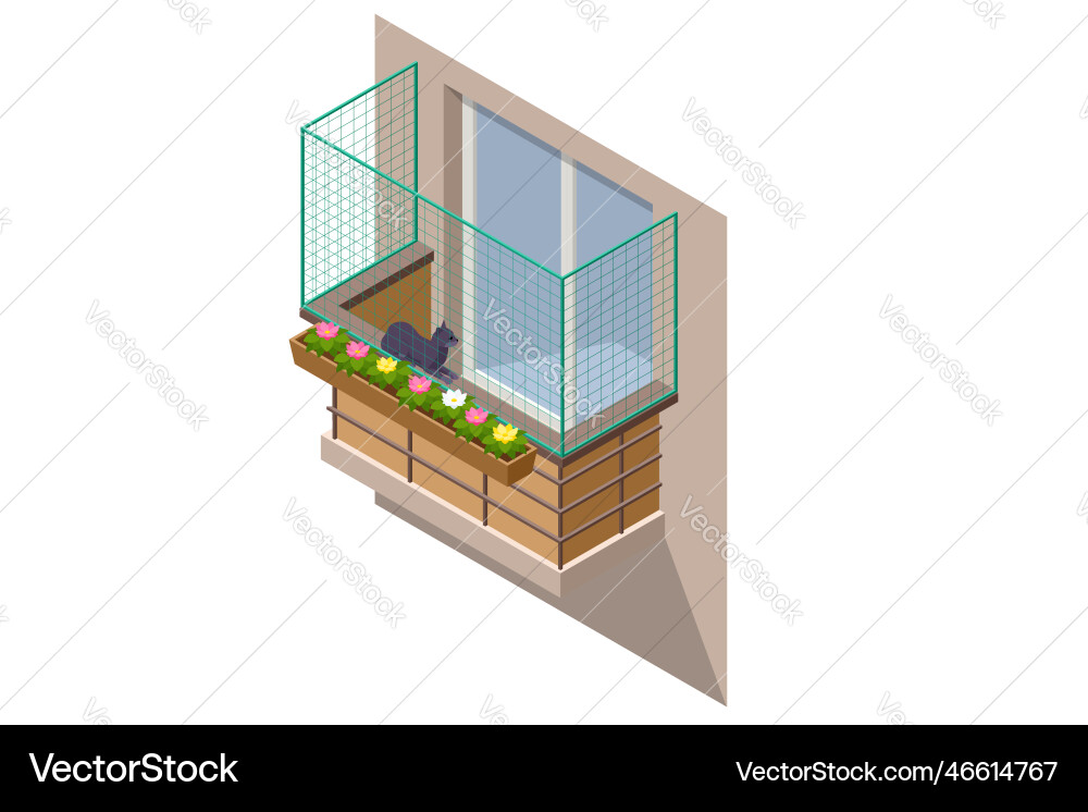Isometric anti-cat mesh cat proof window screens Vector Image