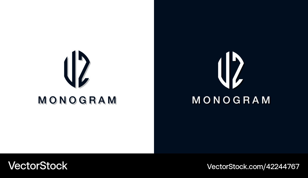 Leaf style initial letter uz monogram logo Vector Image