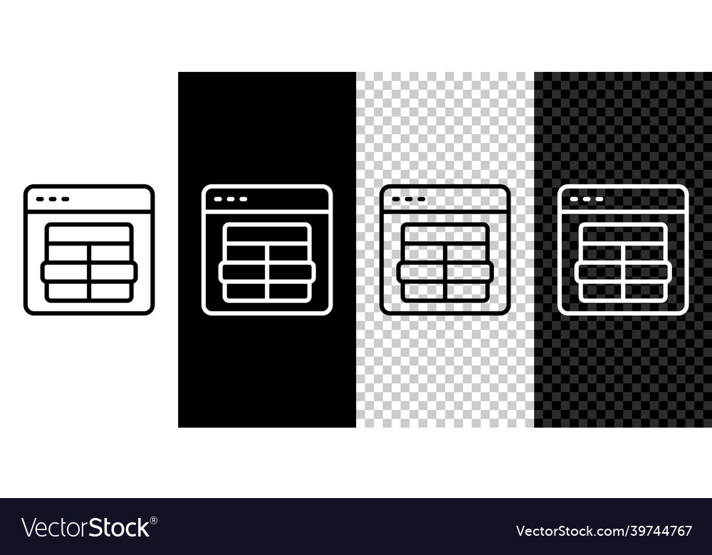 Set line mysql code icon isolated on black Vector Image