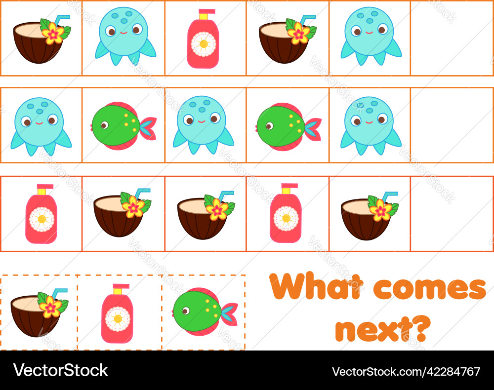 What comes next educational children game kids Vector Image