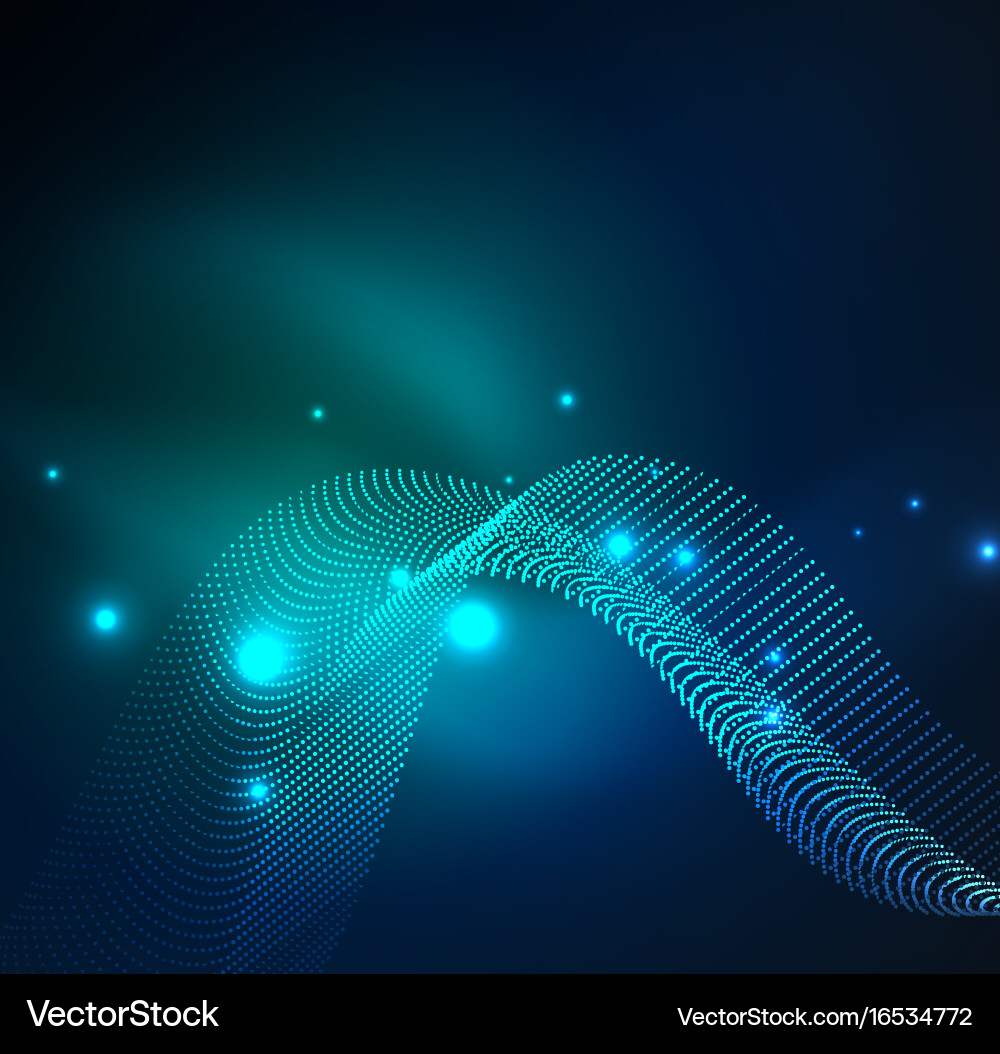 3d illuminated wave of glowing particles Vector Image