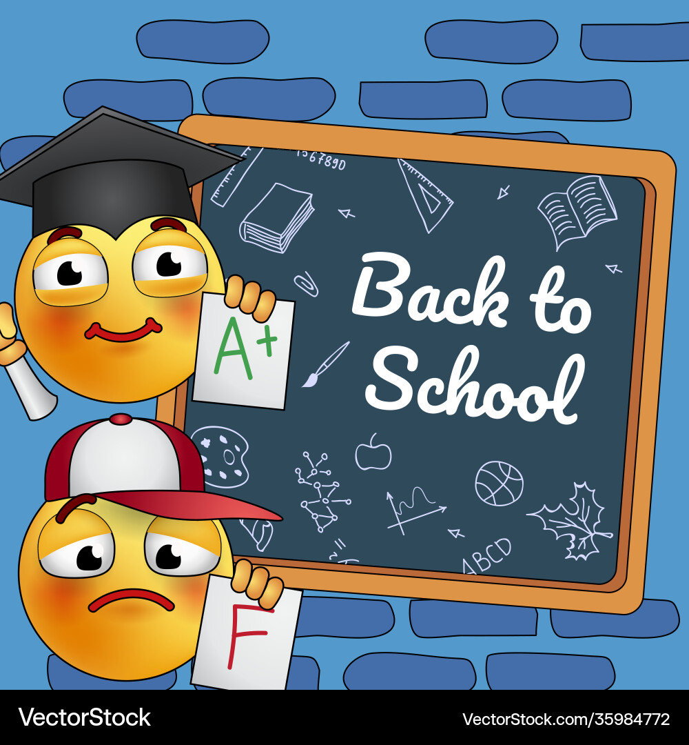 Back to school poster design cartoon studying Vector Image