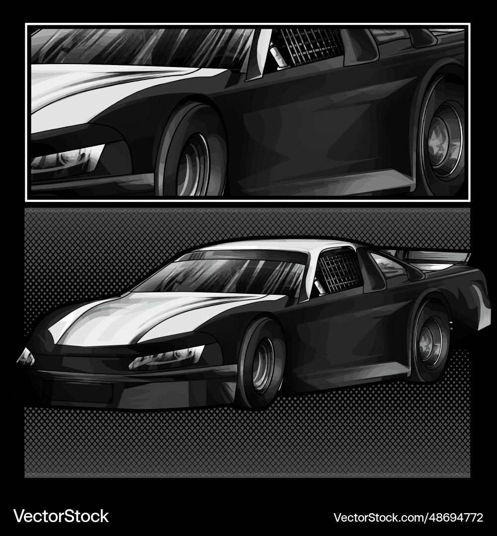 Black drag racing car with white strip Royalty Free Vector