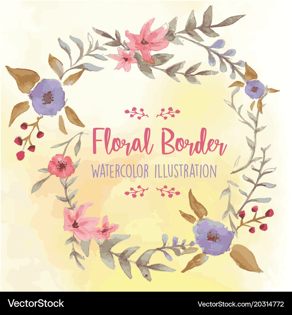 Floral border watercolor Royalty Free Vector Image
