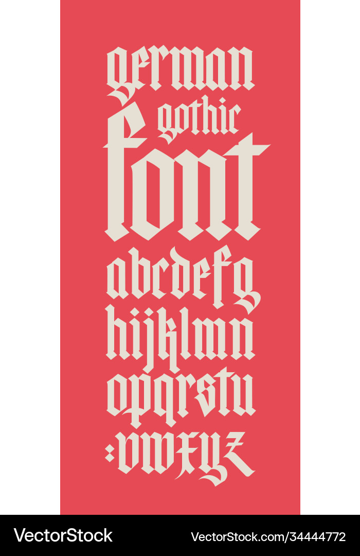 Gothic style alphabet letters and symbols Vector Image