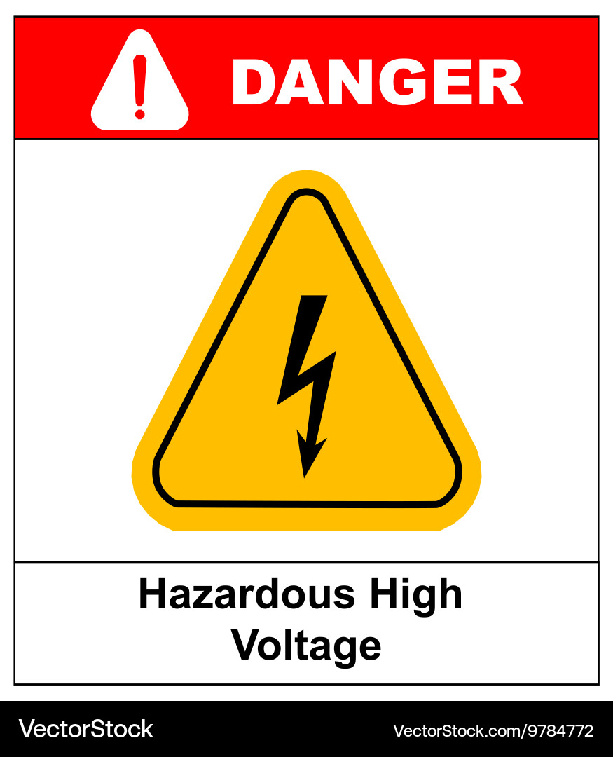 High voltage sign danger symbol black arrow Vector Image