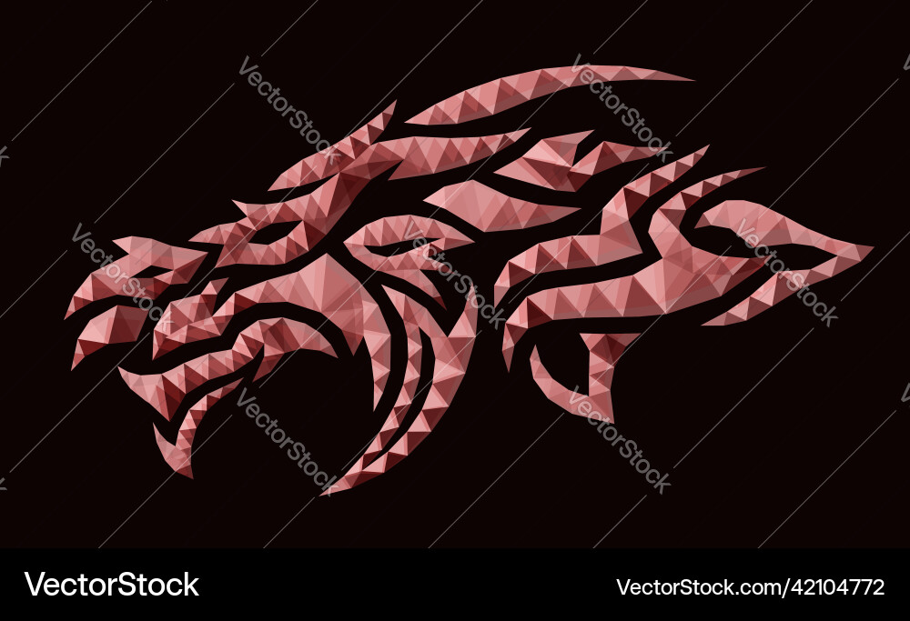 Low poly art with colorful red dragon head Vector Image