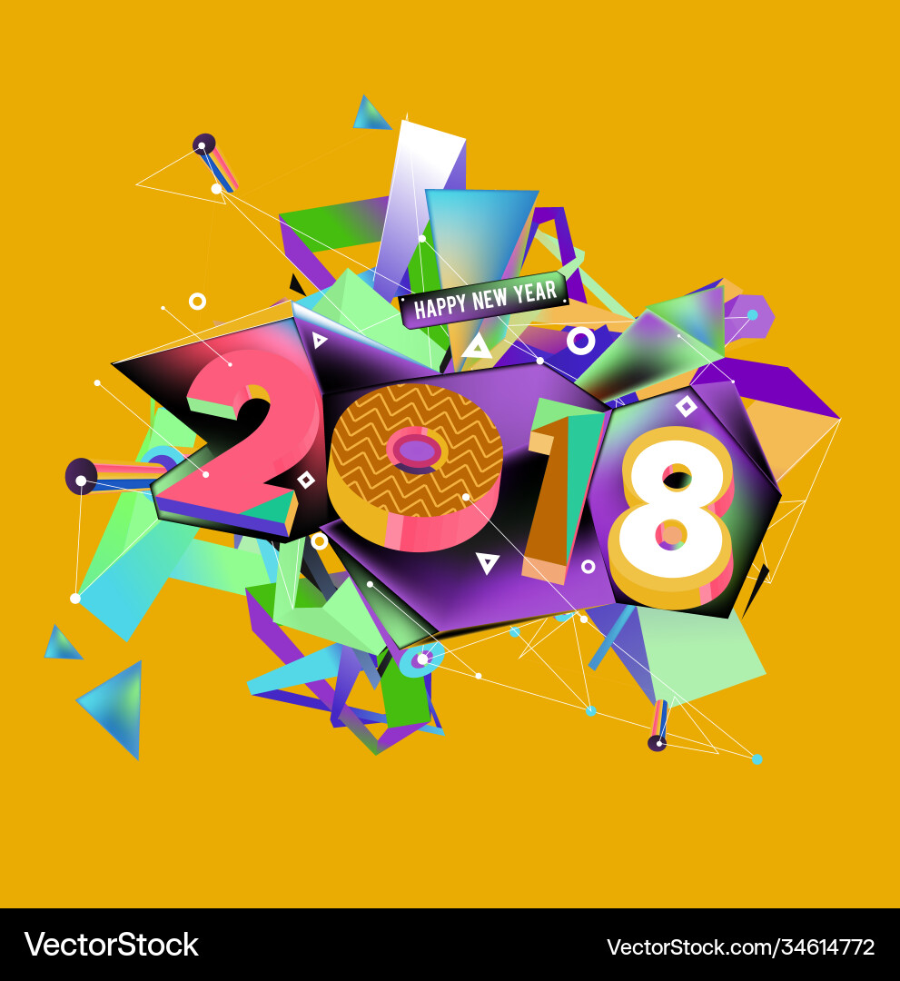 New year 2018 colorful design Royalty Free Vector Image