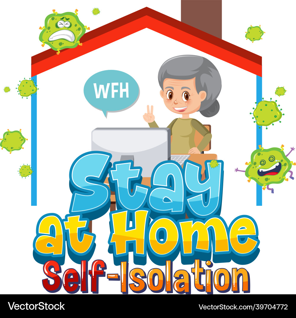 Stay at home and self-isolation banner Royalty Free Vector