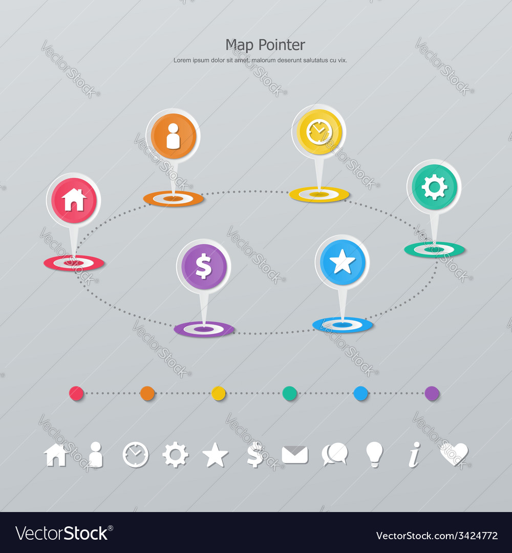Timeline map pointer Royalty Free Vector Image